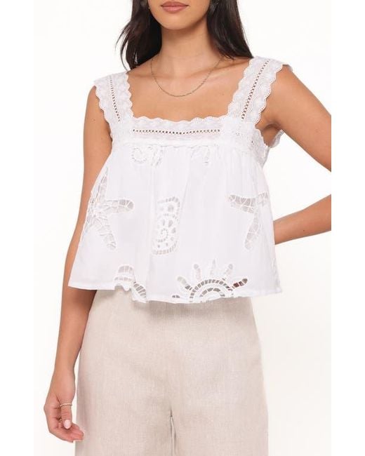 Petal & Pup Aideen Sleeveless Eyelet Top in White | Lyst