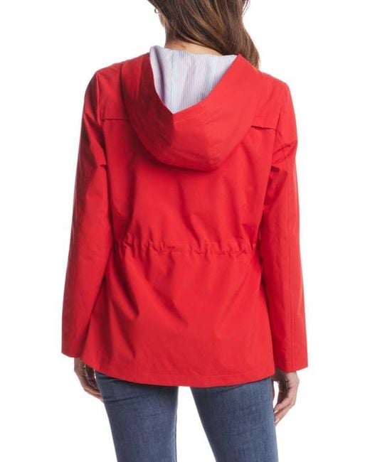 Gallery Water Resistant Hooded Raincoat in Red | Lyst