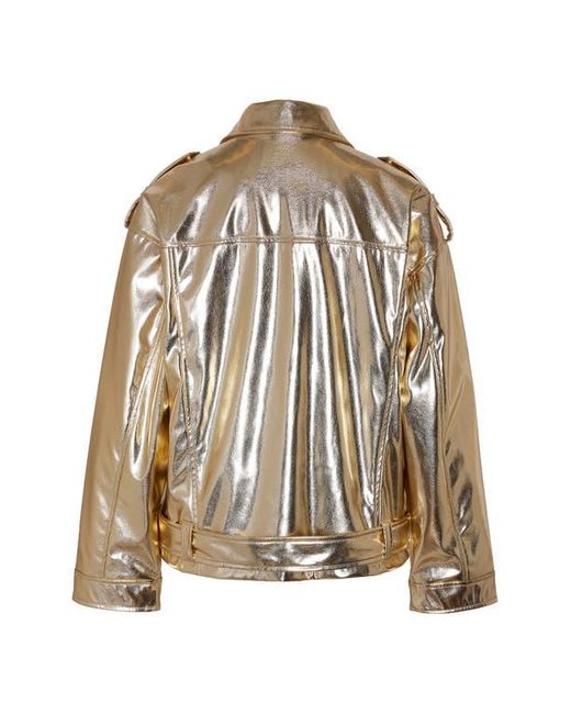 Noisy May Maddie Paulina Metallic Faux Leather Jacket | Lyst