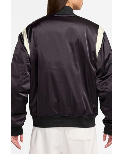 Nike Mvp Stretch Satin Varsity Jacket in Black for Men | Lyst
