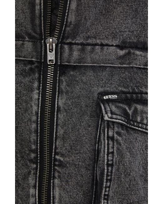 Guess Acid Wash Zip-Up Denim Jacket in Gray for Men | Lyst