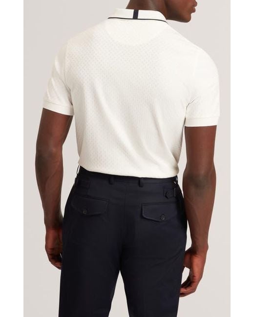 Ted Baker Cophen Stretch Cotton Zip Polo in White for Men | Lyst