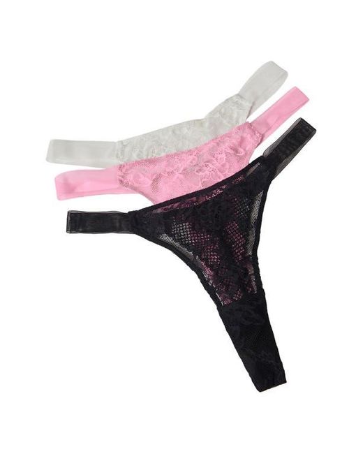 Free People Reya Assorted 3-Pack Lace & Mesh Thongs in Pink | Lyst