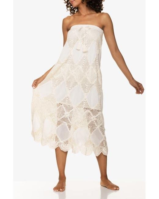 Helen Jon Scallop Crochet Maxi Skirt/Bandeau Dress in Natural | Lyst