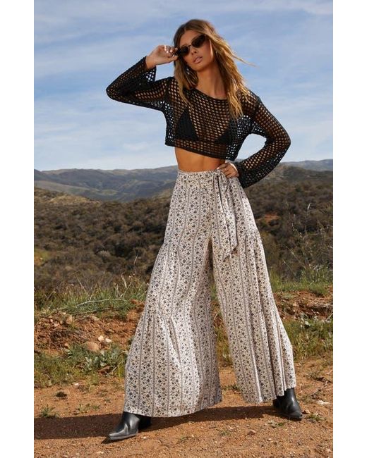 Vici Collection Mystic Wanderer Front Tie Wide Leg Pants in White | Lyst