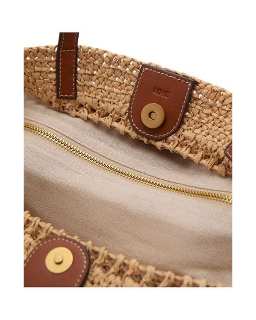 Mango Straw Shopper Tote Bag in Brown | Lyst