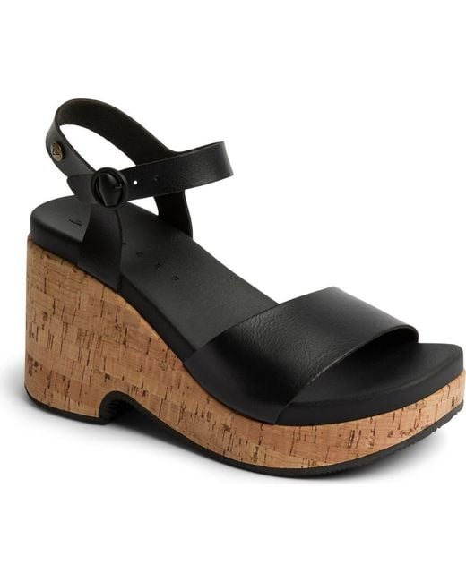 Reef Sunset Sayulita Platform Sandal in Black | Lyst