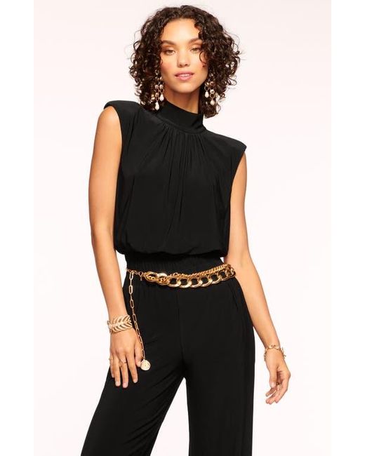 Ramy Brook Dani Shirred Neck Sleeveless Jumpsuit in Black | Lyst