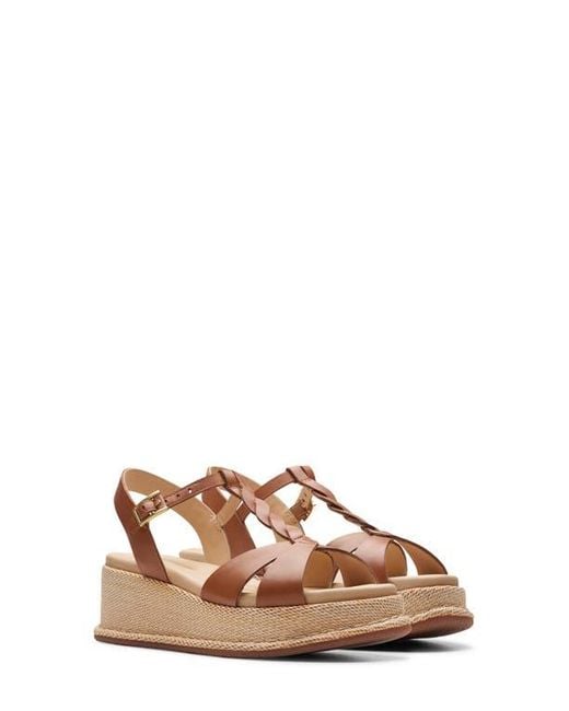 Clarks Kimmei Twisted Ankle Strap Platform Wedge Sandal in Brown | Lyst