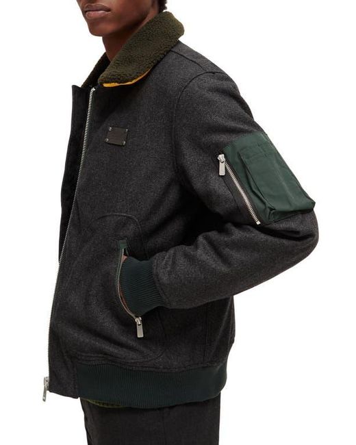 Scotch & Soda Wool Blend Flight Jacket With Removable Faux Shearling ...