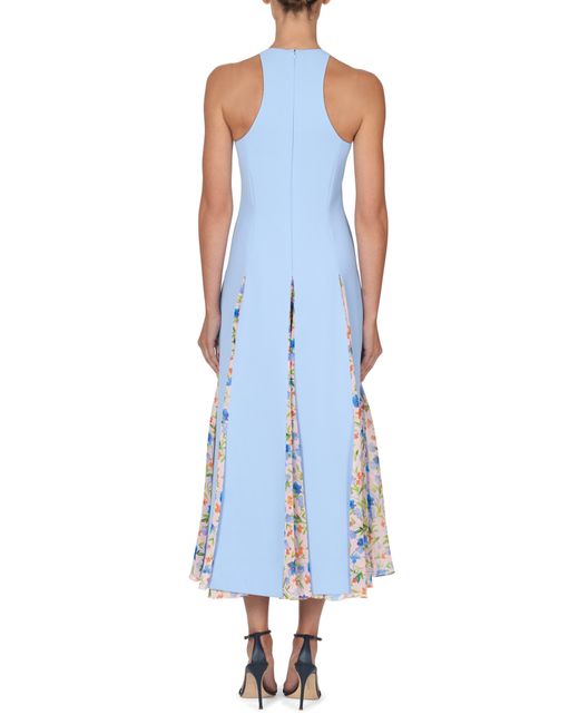 Carolina Herrera Floral Godet Sleeveless Fit And Flare Dress In Blue Lyst