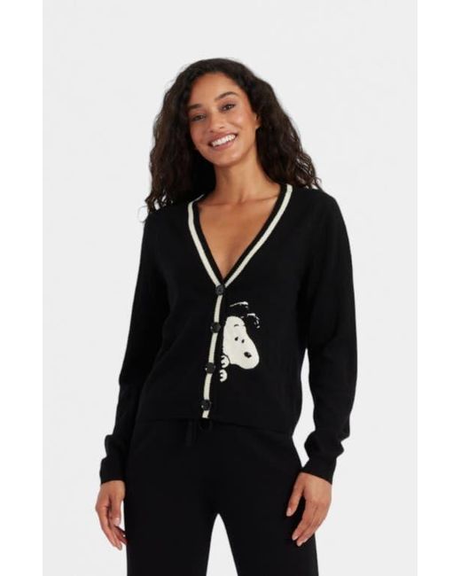Chinti & Parker Snoopy Peek Wool Cashmere Contrast Detail Cardigan in ...