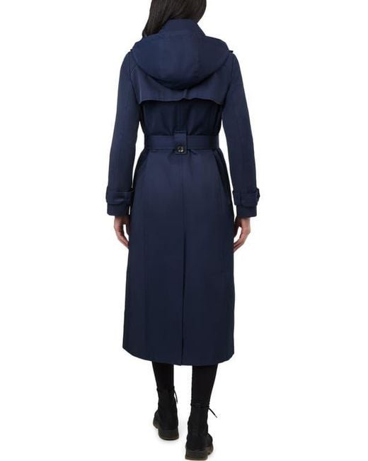 London Fog Water Resistant Belted Trench Coat in Blue | Lyst