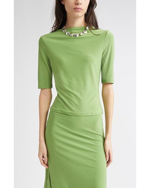 Sandy Liang Quill Jersey Top in Green | Lyst