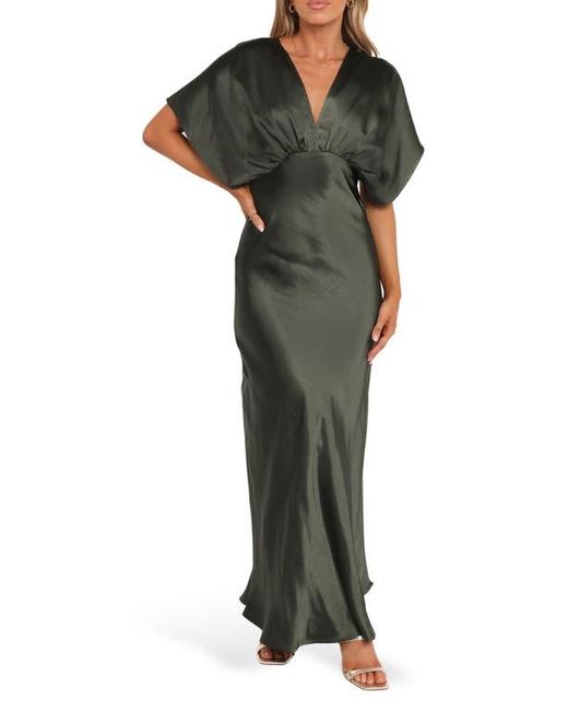 Petal & Pup Ricki Satin Gown in Green | Lyst