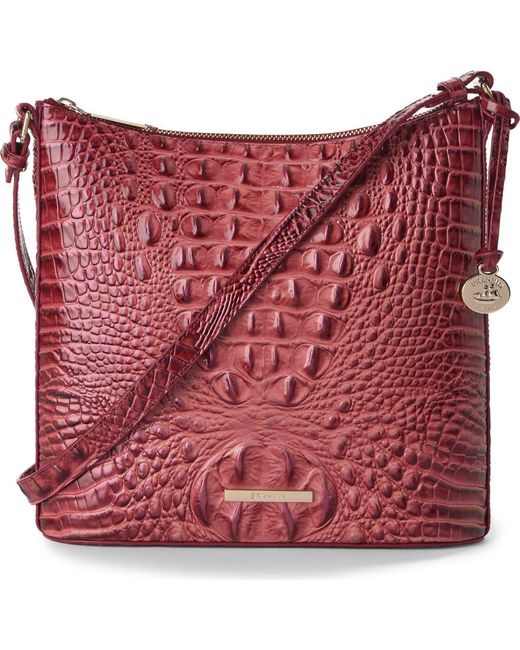 Brahmin Katie Croc Embossed Leather Crossbody Bag in Red | Lyst