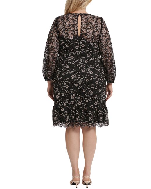 Maggy London Floral Lace Yoke Fit And Flare Dress In Black Lyst