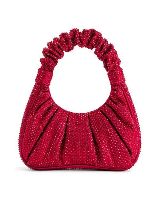 JW PEI Medium Gabbi Crystal Ruched Hobo in Red | Lyst