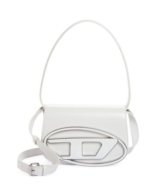 DIESEL 1Dr Logo Leather Shoulder Bag in White | Lyst