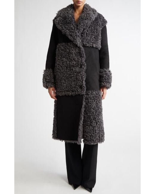 Stand Studio Becky Paneled Faux Shearling Coat in Black | Lyst