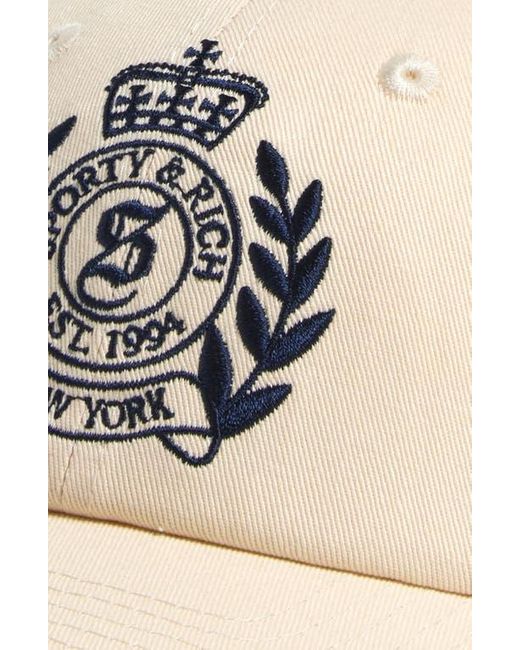 Sporty & Rich Logo Crest Embroidered Baseball Cap in Natural | Lyst