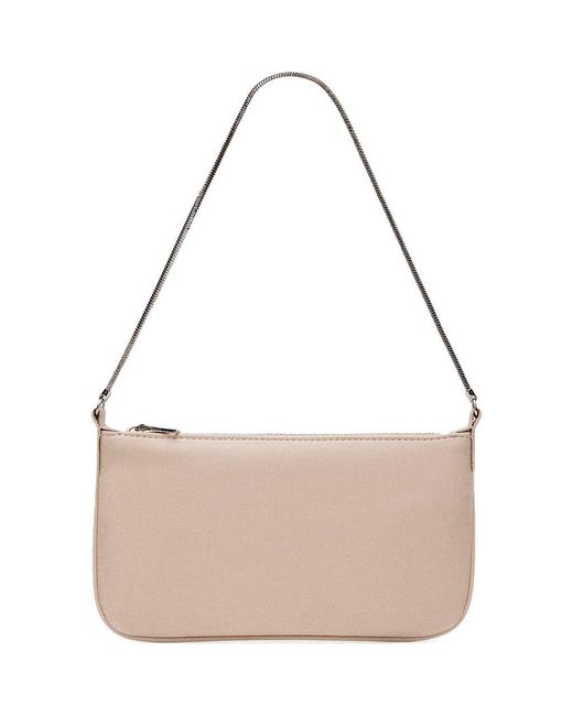Mango Slim Canvas Chain Handle Bag in Natural | Lyst