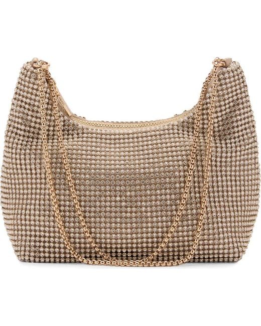 Mango Crystal Mesh Chain Strap Shoulder Bag in Natural | Lyst