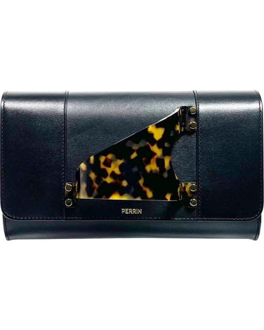 PERRIN Paris L'Eiffel Ecaille Clutch in Black | Lyst
