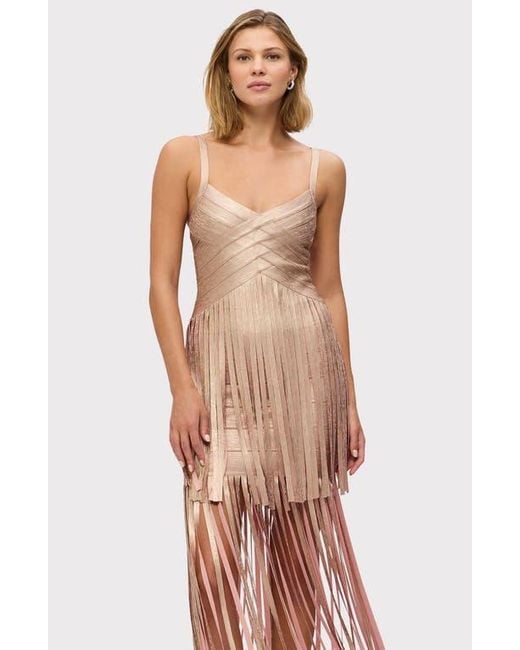 Hervé Léger The Metallic Vivienne Bandage Gown in Brown | Lyst