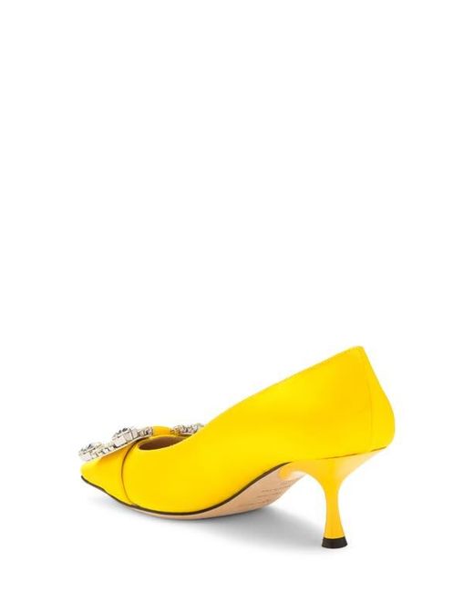 Sergio Rossi Square Toe Kitten Heel Pump in Yellow | Lyst