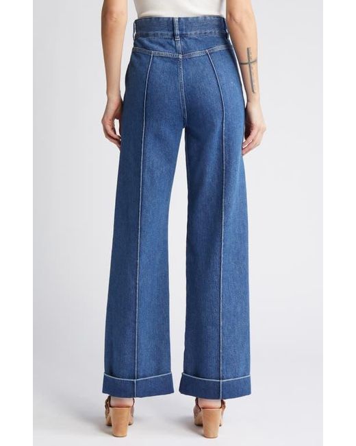 FRAME '70S Seamed Crop Straight Leg Jeans in Blue | Lyst