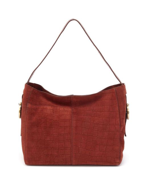 Hobo International Render Croc Embossed Leather Shoulder Bag in Red | Lyst