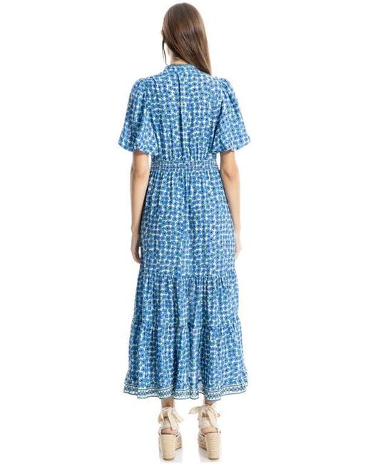 Max Studio Floral Tiered Maxi Dress in Blue | Lyst