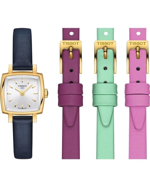 Tissot Lovely Summer Leather Strap Square Watch & Interchangeable ...