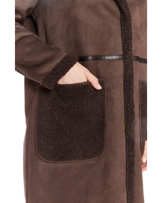 Frye Water Resistant Faux Shearling & Faux Leather Coat in Brown | Lyst