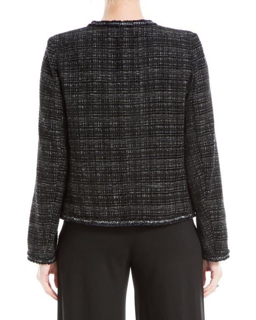 Max Studio Frayed Edge Tweed Jacket in Black | Lyst