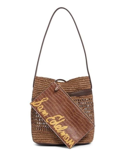 Sam Edelman Bexy Raffia Bucket Bag in Brown | Lyst