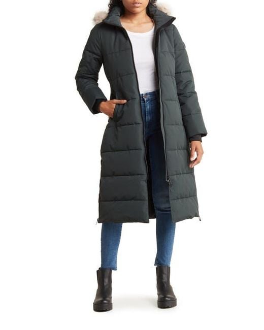 Noize Winter Long Parka With Faux Fur Trim in Black | Lyst