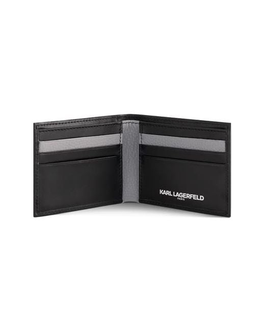 Karl Lagerfeld Grid Monogram Leather Bifold Wallet in Black for Men | Lyst
