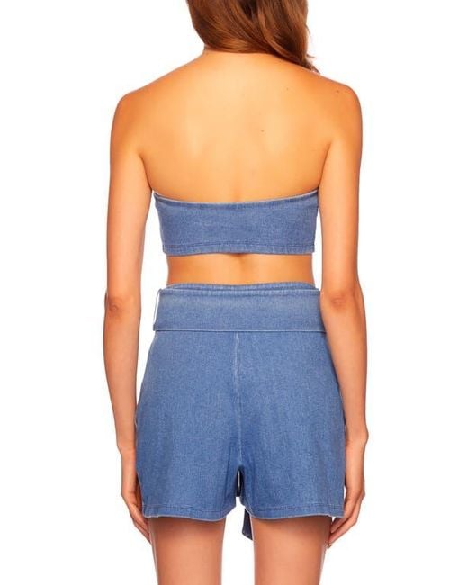 Susana Monaco Denim Micro Tube Top in Blue | Lyst
