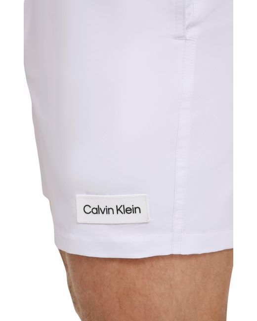 Calvin Klein Modern Euro Upf 40 Swim Trunks In White For Men Lyst
