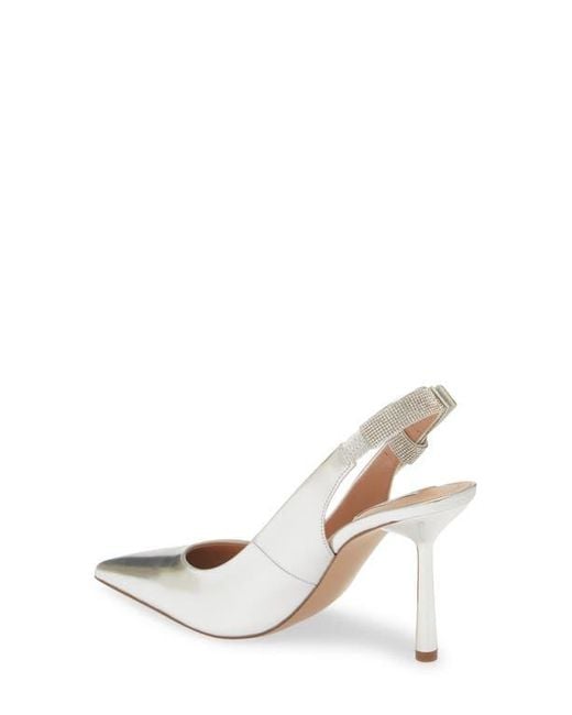 Steve Madden Stefani Metallic Slingback Pump in White | Lyst