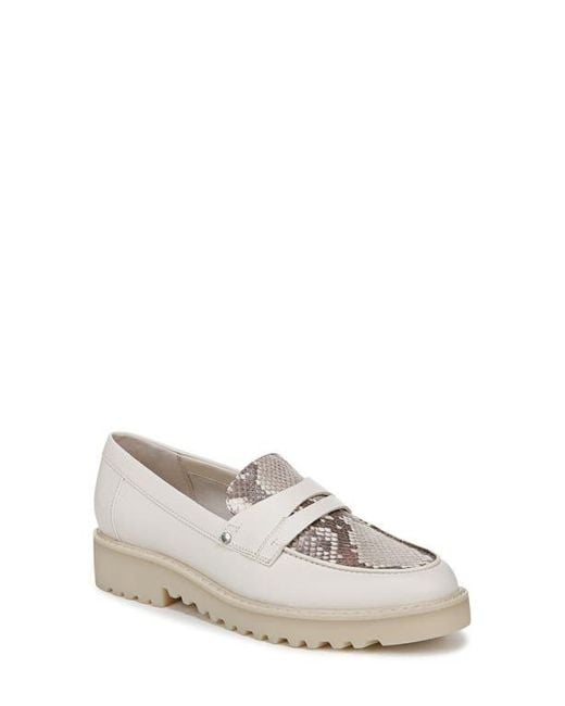 Franco Sarto Cassandra Snakeskin Print Penny Loafer in White | Lyst