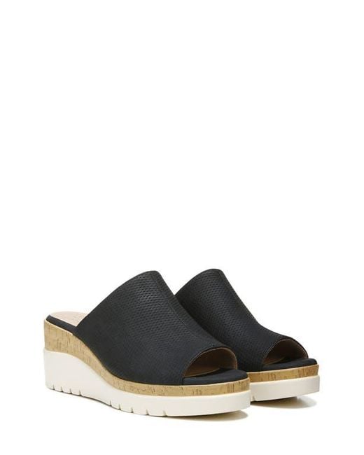 Naturalizer Platform Wedge Slide Sandals in Black | Lyst