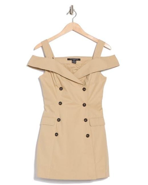 French Connection Cold Shoulder Trench Minidress in Natural | Lyst