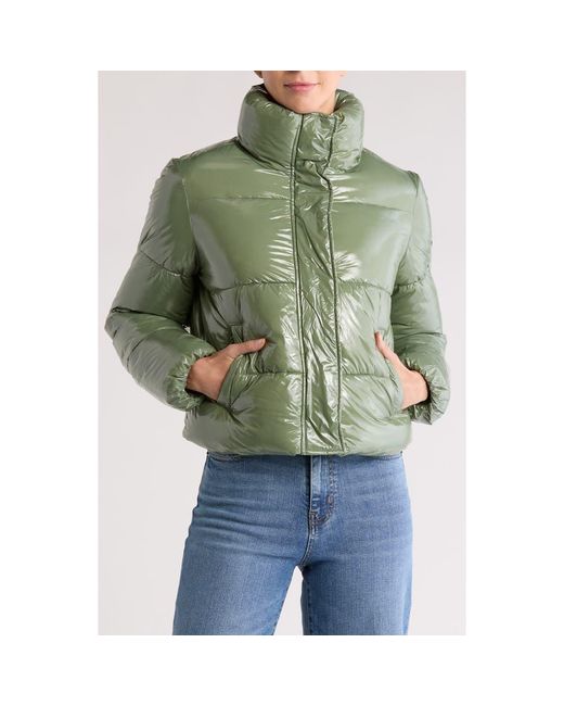 Noize Coco Crop Water Resistant Puffer Jacket in Green | Lyst