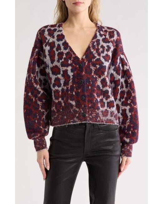 Rag & Bone Sarah Leopard Print Cardigan in Red | Lyst