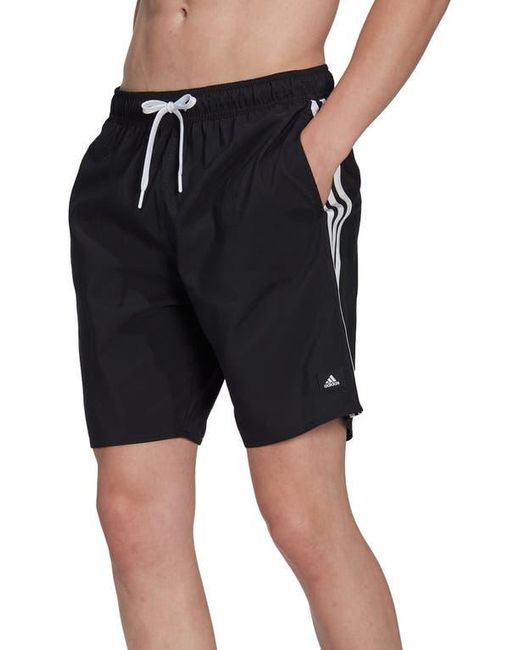 adidas Three-Stripe Quick-Dry Swim Trunks in Black for Men | Lyst