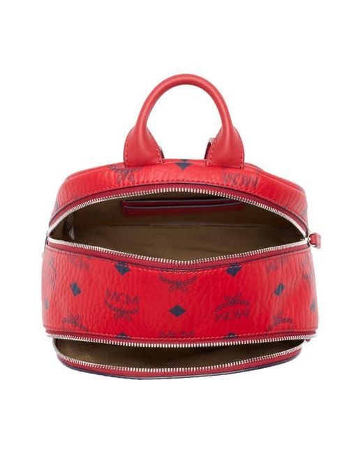 MCM Aren Visetos Backpack in Red | Lyst