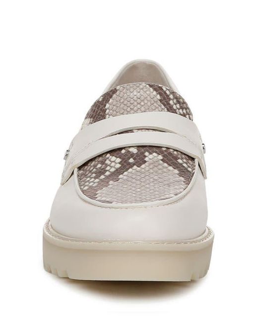 Franco Sarto Cassandra Snakeskin Print Penny Loafer in White | Lyst